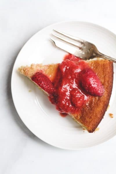 Easiest Low Sugar Almond Cake with Stewed Strawberries